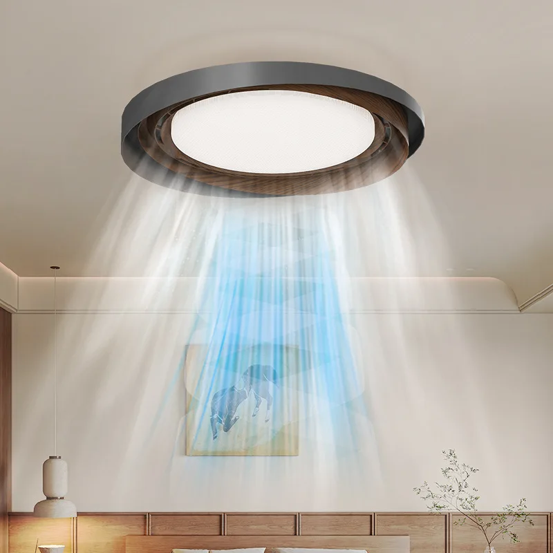 Modern Bladeless Ceiling Fans With Lights For Bedroom Round Vaneless ...