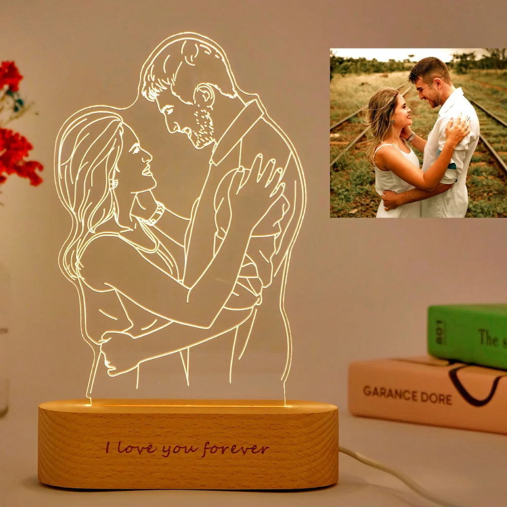 Personalized Photo 3d Lamp Customized Wedding Anniversary Valentines ...