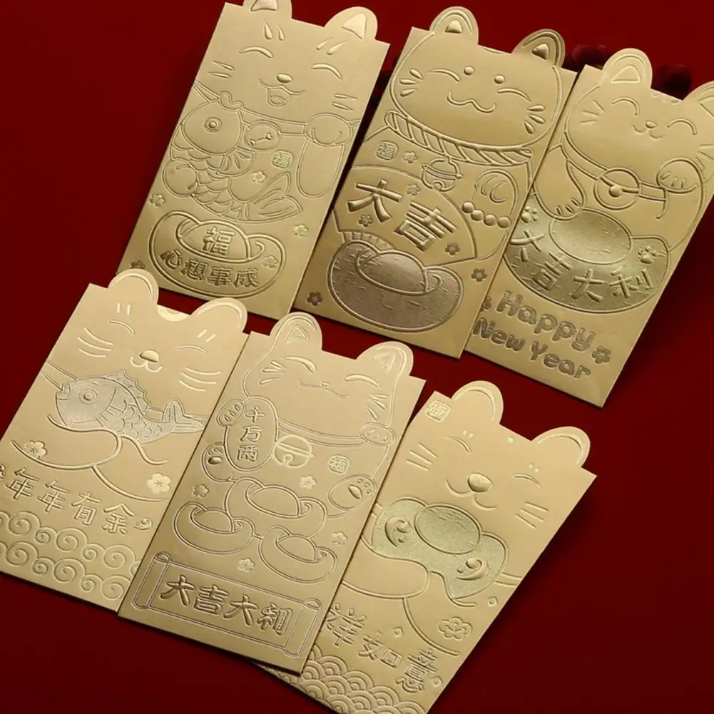 Cute-18Pcs-Lucky-Money-Envelopes-Lucky-Cat-Red-Golden-Chinese-Red ...