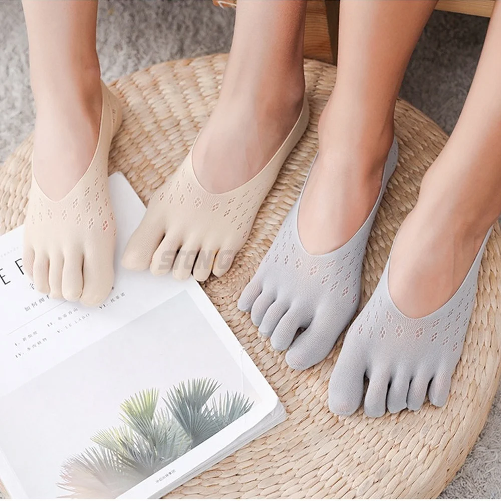 Summer Women Solid Breathable Non Slip Invisible Five Finger Yoga ...