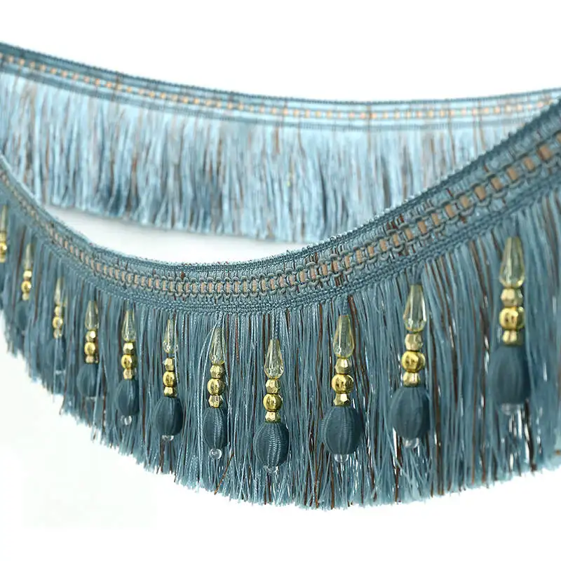 3M Curtain Sewing Tassel Fringe Trim Tassel Crystal Bead Lace DIY ...