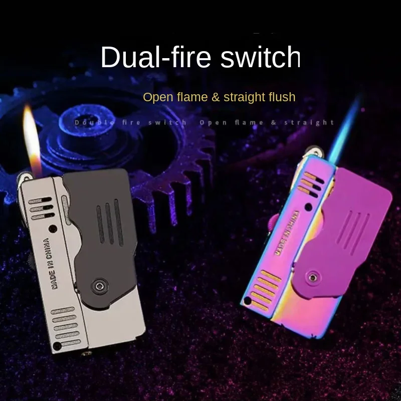 Creative-Metal-Double-Fire-Deformation-Pistol-Butane-Gas-Lighter-Fire ...