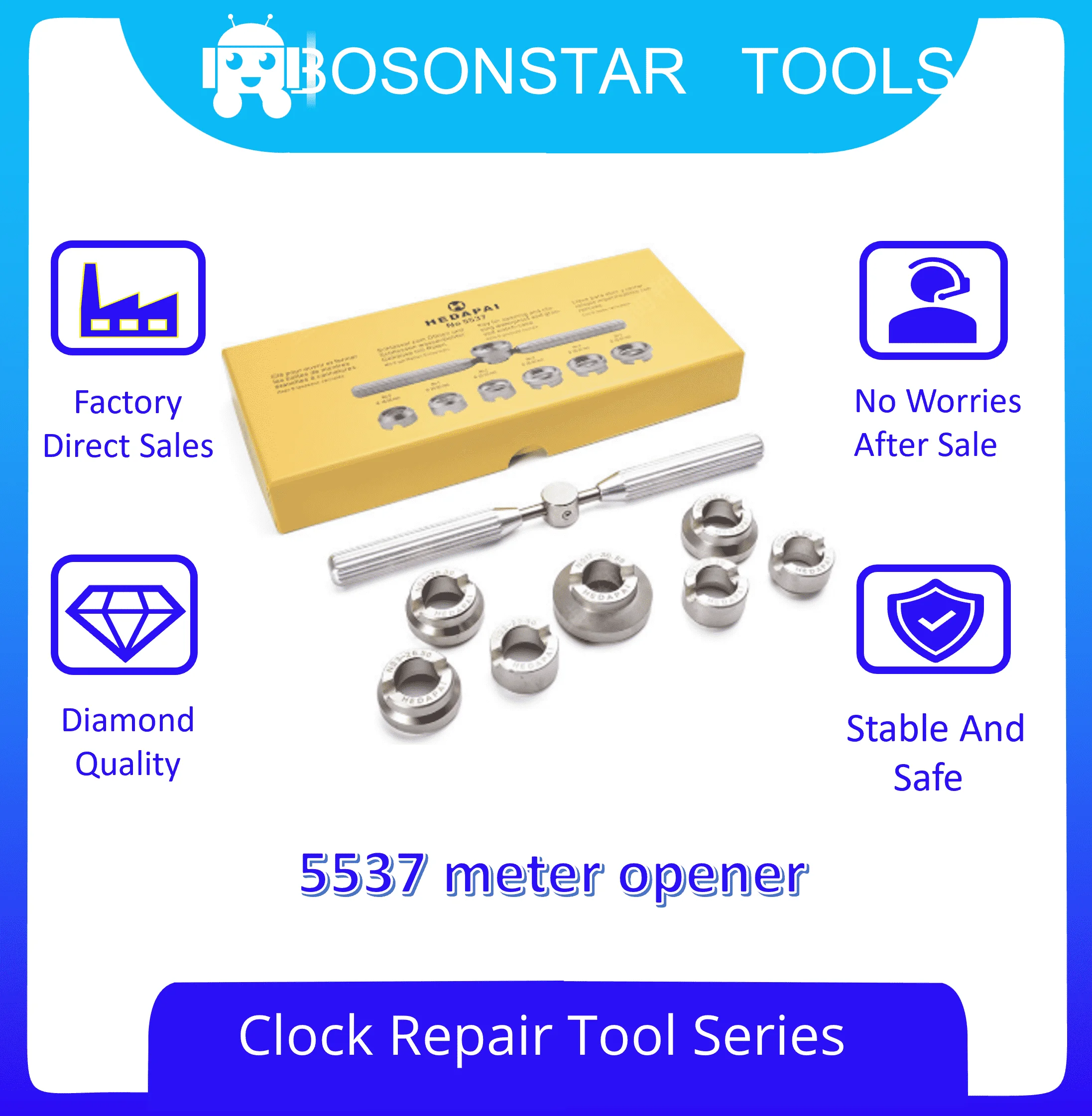 NO. 5537 Watch Case Opener with Six Dies Waterproof Watch Back Case ...