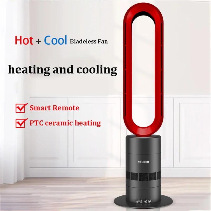 Electric-Bladeless-Fan-Timed-Speed-Cold-Warm-Wind-Vertical-Floor ...