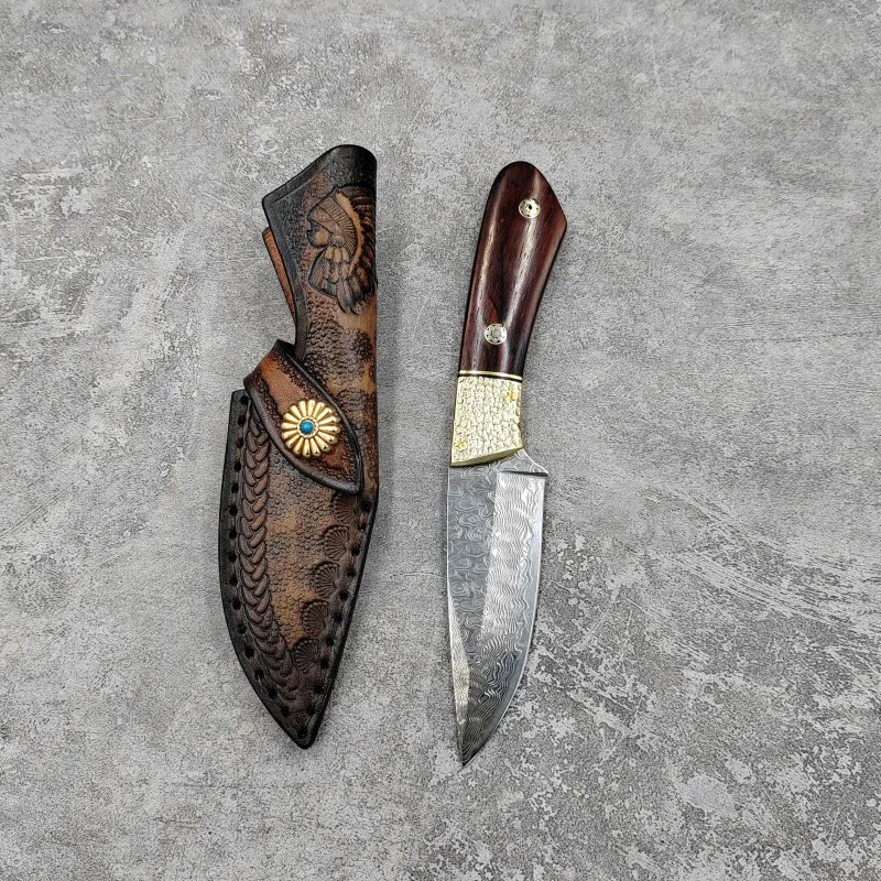 Handmade VG10 Damascus Steel Tactical Straight Knives Outdoor Camping ...