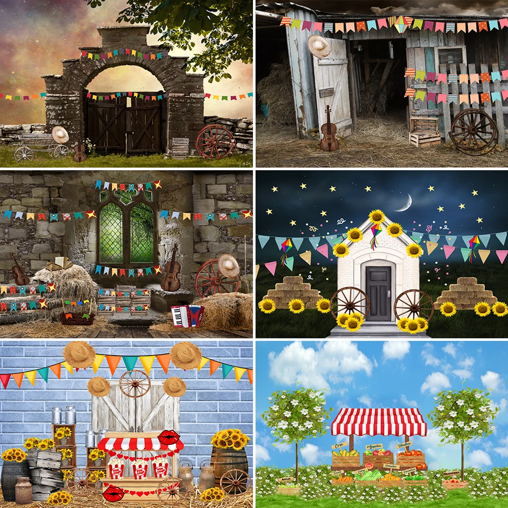 Bonvvie Photography Backdrop Cartoon Farm Haystack Newborn Baby ...