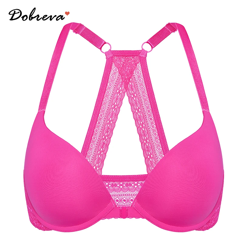 DOBREVA-Women-s-Push-Up-Bra-Racerback-Front-Closure-Bras-Plunge-Lace ...