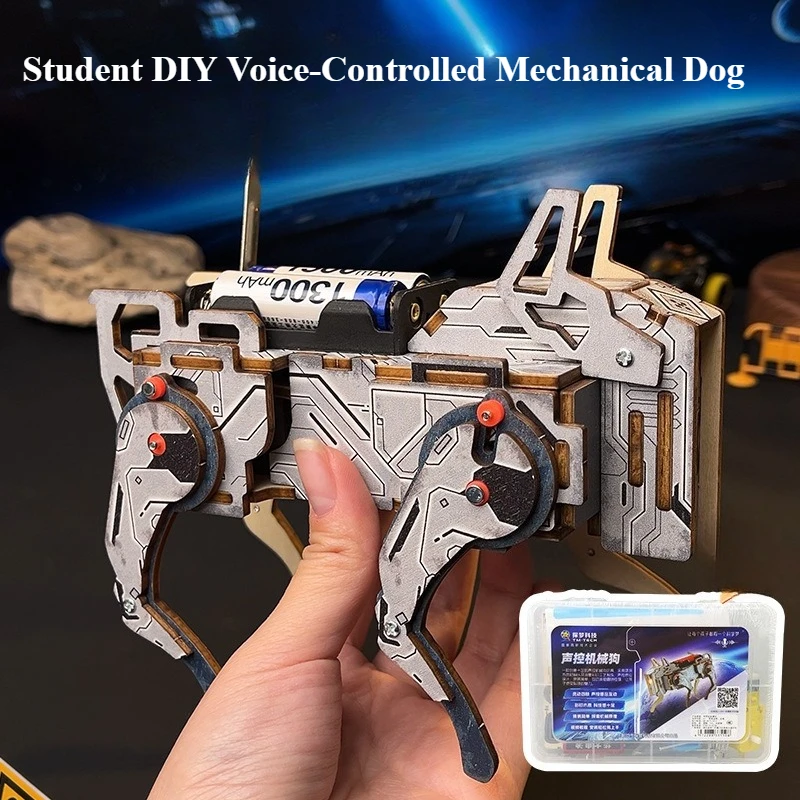 Voice Control Mechanical Dog STEM Kit DIY Wooden Science Toy ...