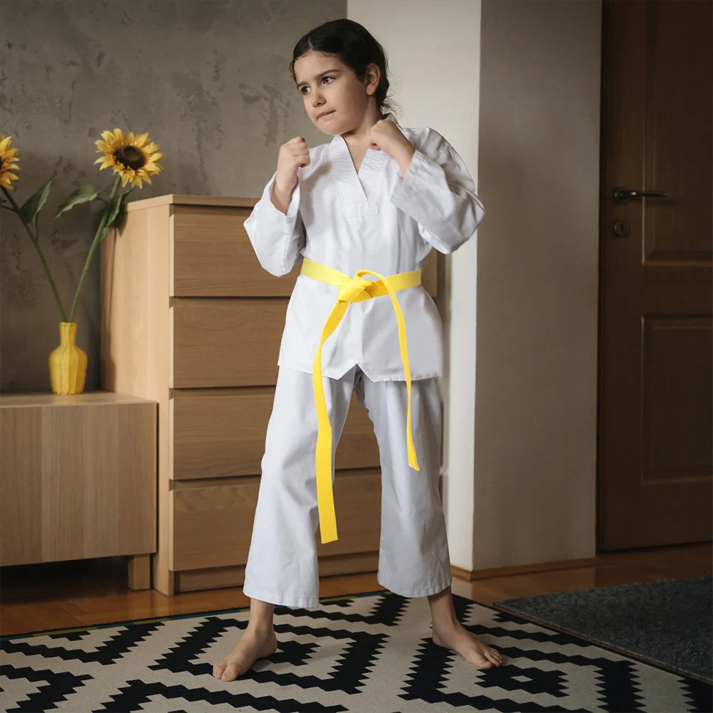 2-Pcs-Taekwondo-Belt-Uniform-Yellow-Costume-Karate-Wrist-Guard-Waist ...