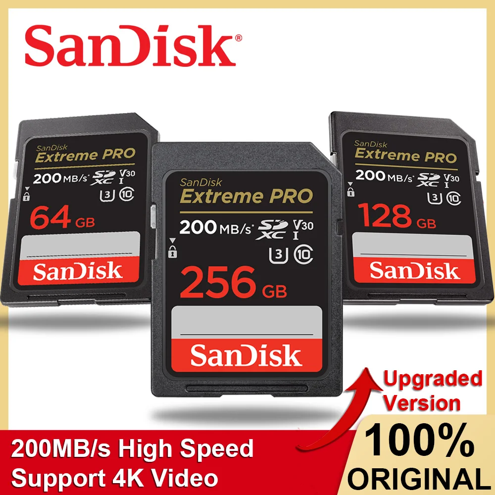 SanDisk – carte SD Extreme PRO pour appareil photo, 512 go/256 go/128 go/64 go/32 go, U3, 4k ...