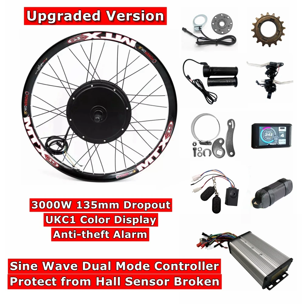 US Stock NBP 90km/h Electric Bike Motor Wheel kit 48-72V 3000w 135mm ...