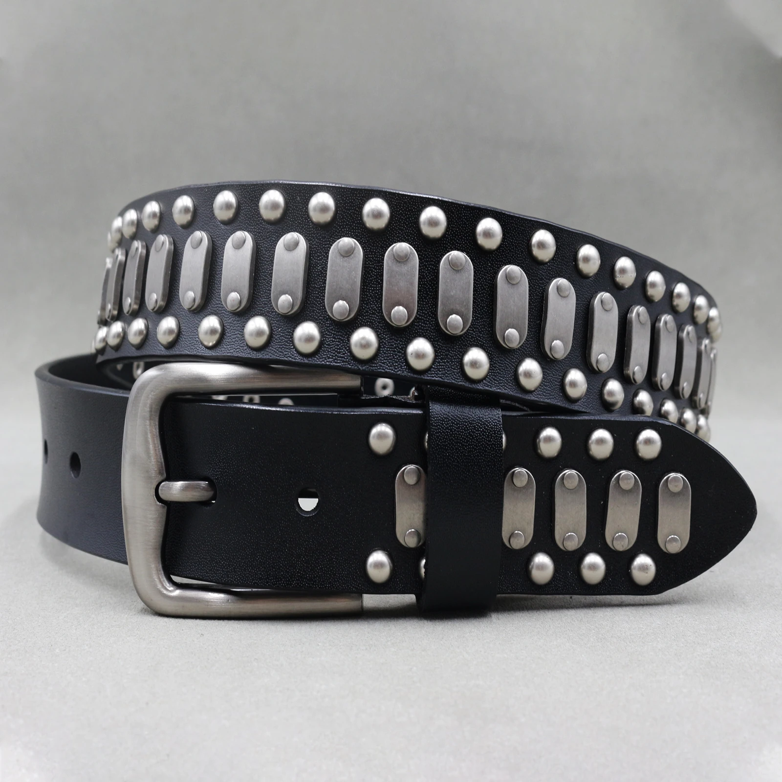 Heavy-Metal-Punk-Belt-Genuine-Leather-Hip-Hop-Belts-For-Men-Cross-Rivet ...