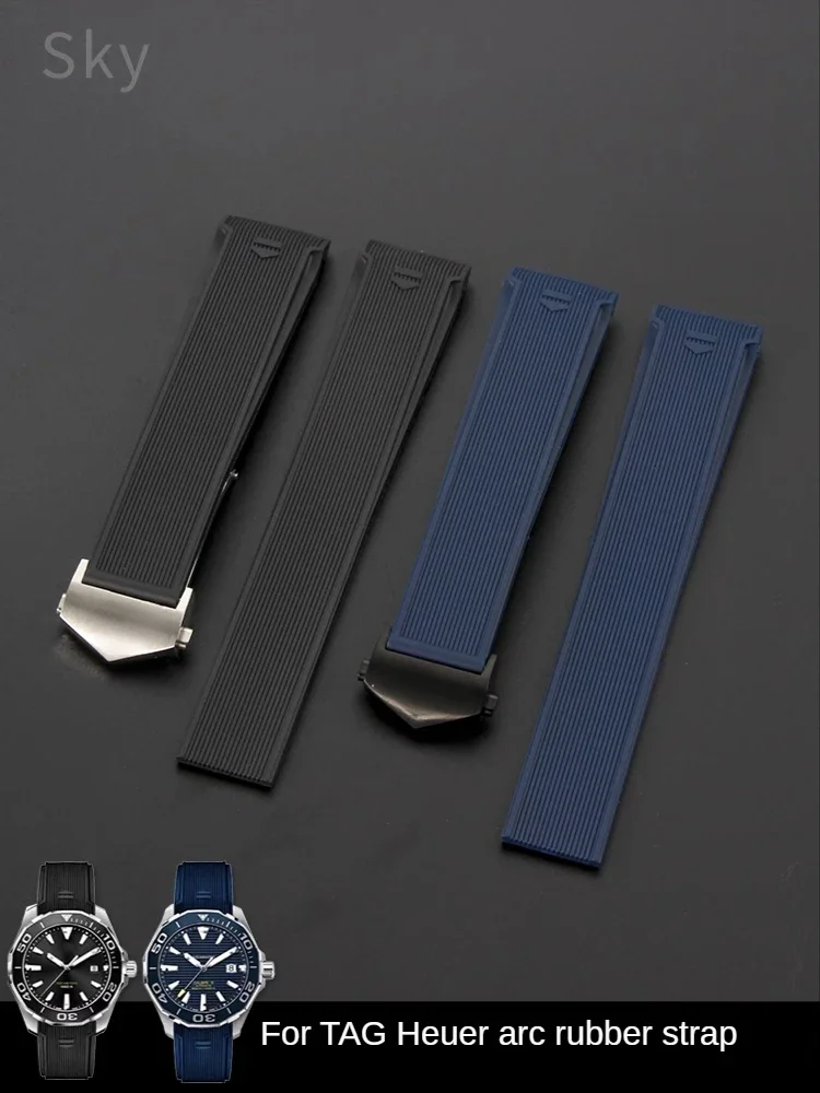 Breathable Comfortable Rubber Solid Stainless Steel Buckle Watch Strap ...