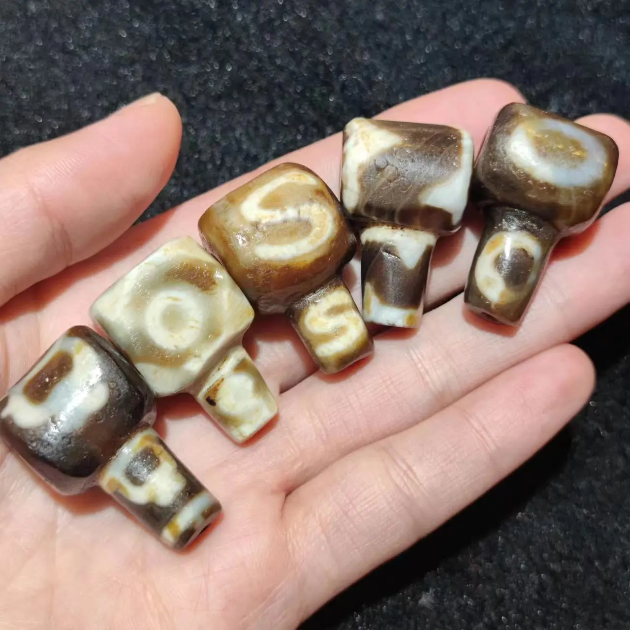 1pcs/lot natural handmade old agate three way Buddha beads Dzi ...