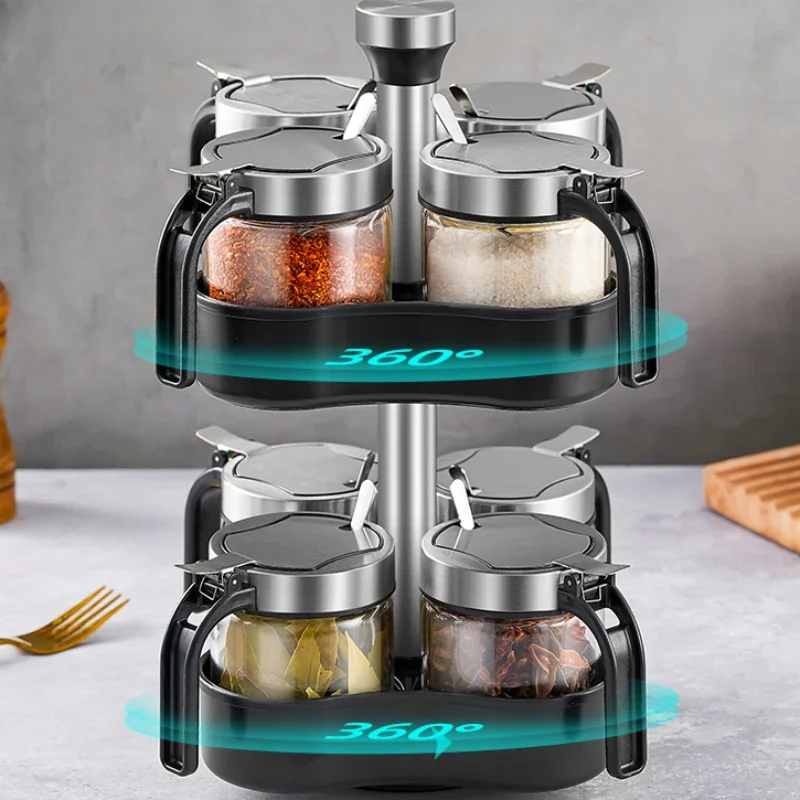 Rotatable-Glass-Spice-BoxStainless-Steel-Lid-Multi-Size-Seasoning-Jar ...