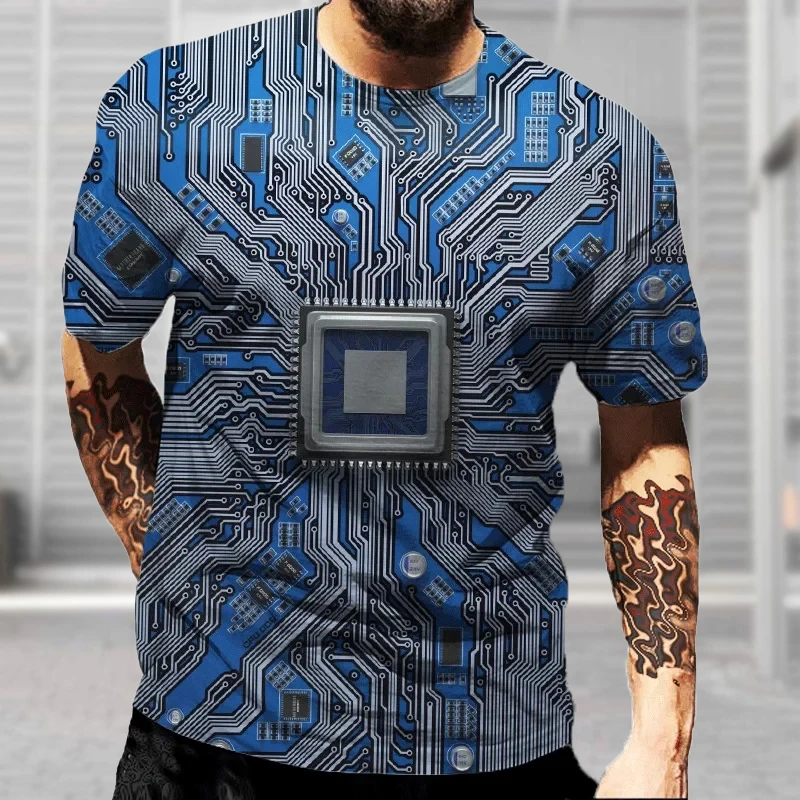 2024-Newest-Circuit-Board-Pattern-3D-Print-Summer-Men-s-T-shirt ...