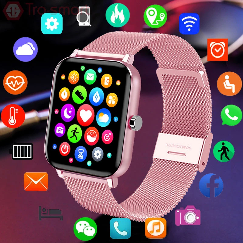 Full Touch Smart Watch Women Men Smartwatch Electronics Smart Clock For ...
