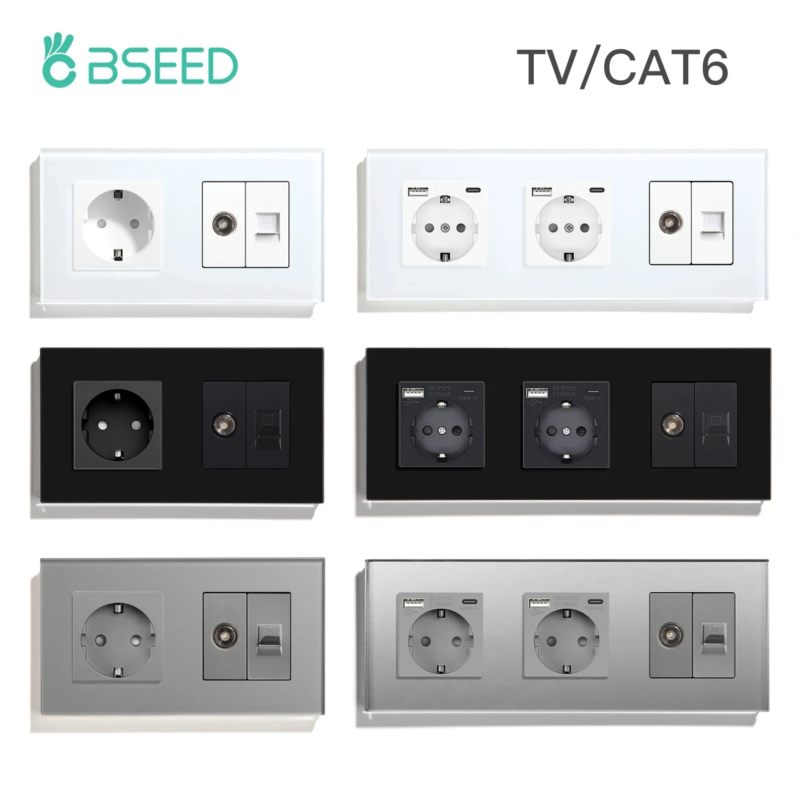 BSEED-Double-Wall-Power-Socket-Plus-TV-CAT6-Internet-Data-LAN-Plugs ...