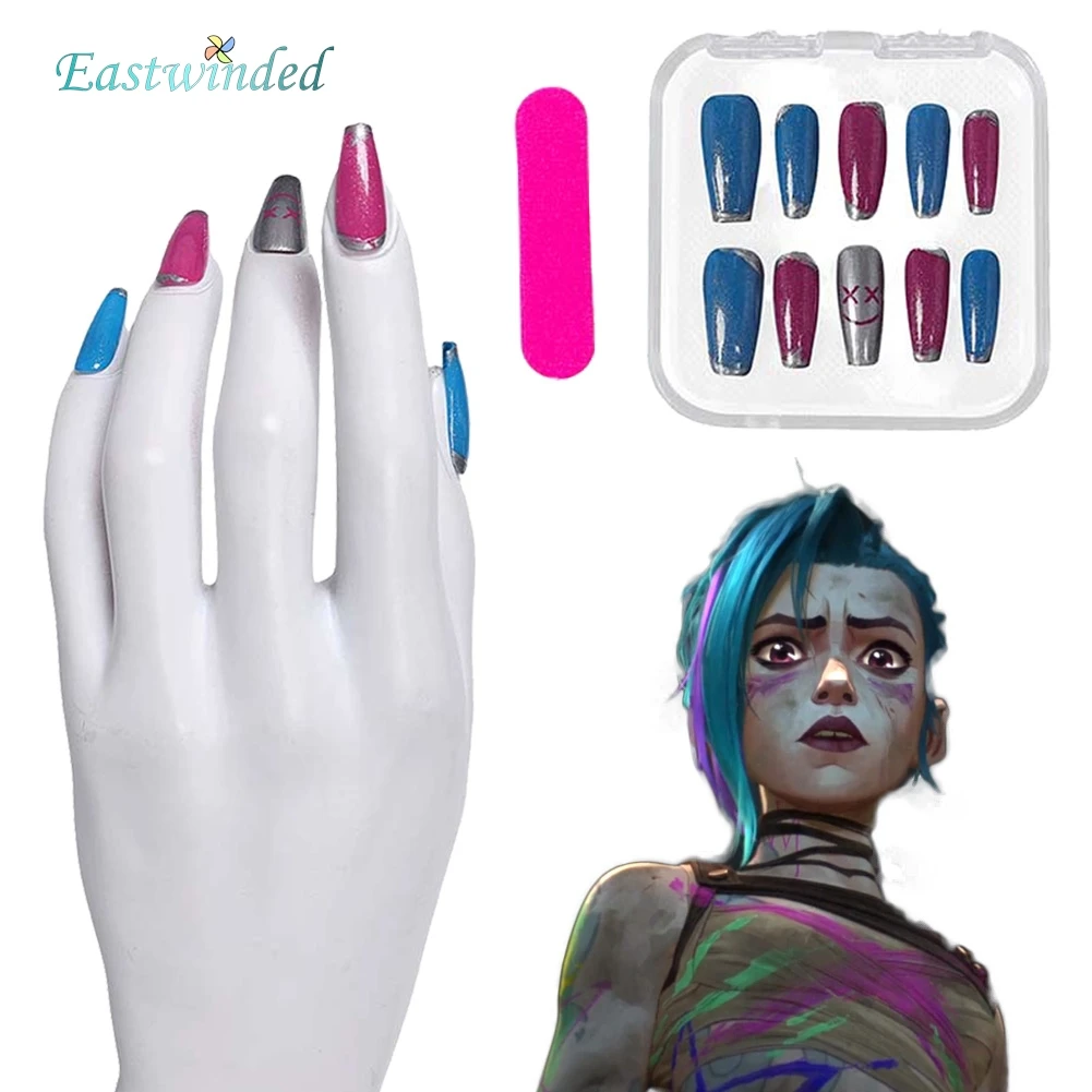 Arcane Jinx Fake Nails 2024 Game LoL TV 2 Cosplay Fantasy Costume ...