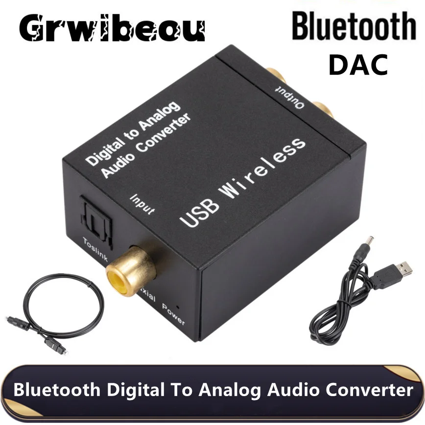 USB DAC 앰프 디지털 아날로그 오디오 컨버터, 블루투스 광섬유 토스링크 동축 신호 RCA R/L 오디오 디코더 ...