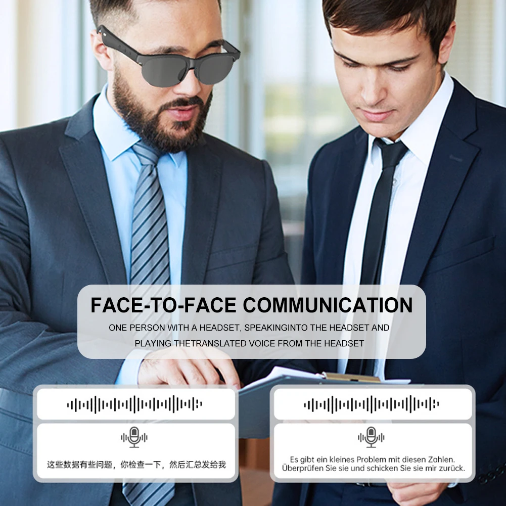 AI Intelligent Translation Glasses Built-in Microphone Speakers ...