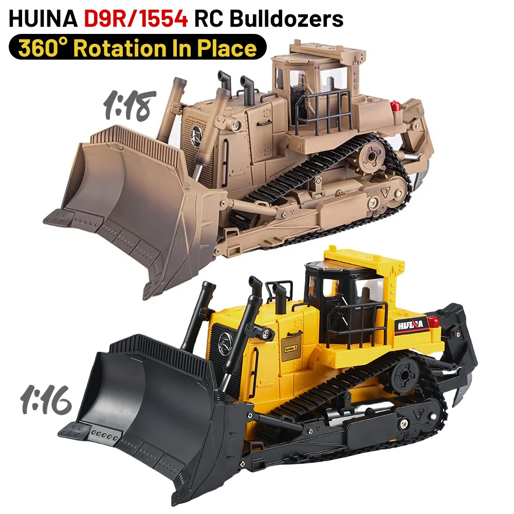HUINA-1-18-D9R-Engineer-Bulldozer-1-16-1554-Rc-Bagger-Crawler-Excavator ...