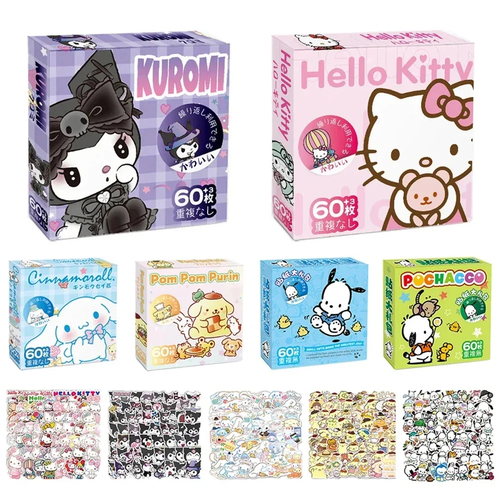 60Pcs-Hello-Kitty-Kuromi-Cinnamoroll-Pochacco-Stickers-for-Kids-Girls ...