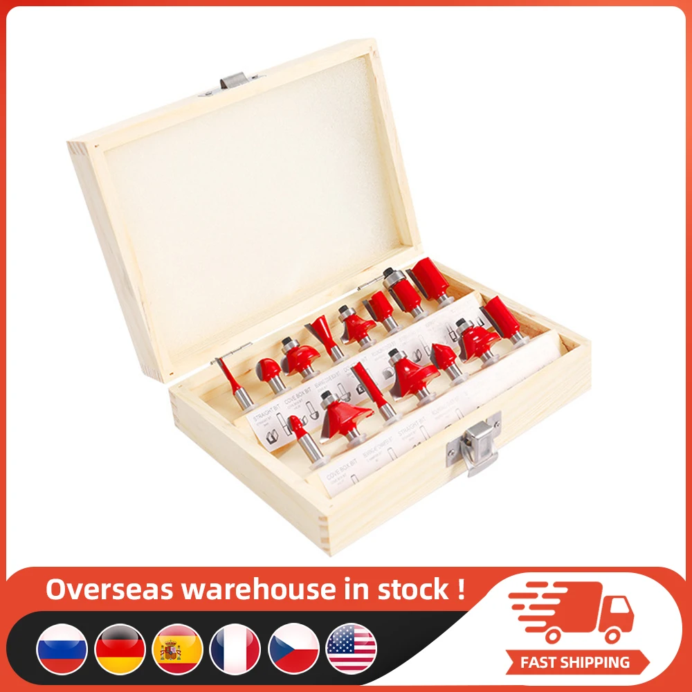 15pcs-Wood-cutter-set-Milling-Cutter-Router-Bit-Set-Carbide-Shank-Mill ...