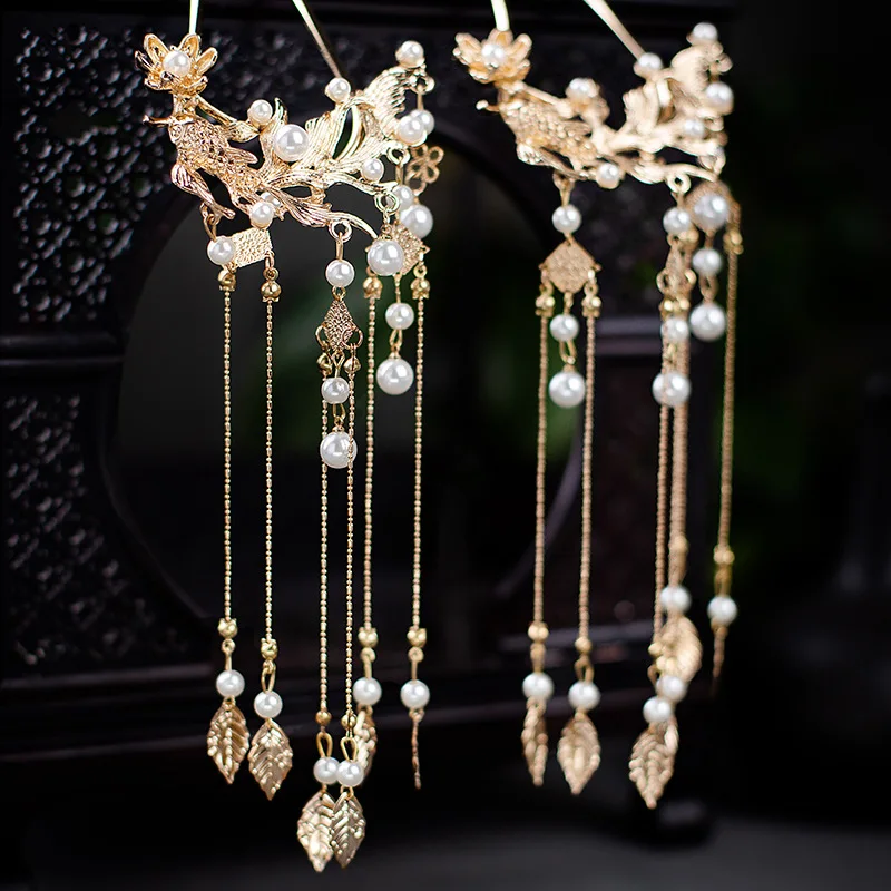 U-shaped-Step-Shake-Hairpin-Retro-Super-Fairy-Temperament-Pearl-Tassel ...