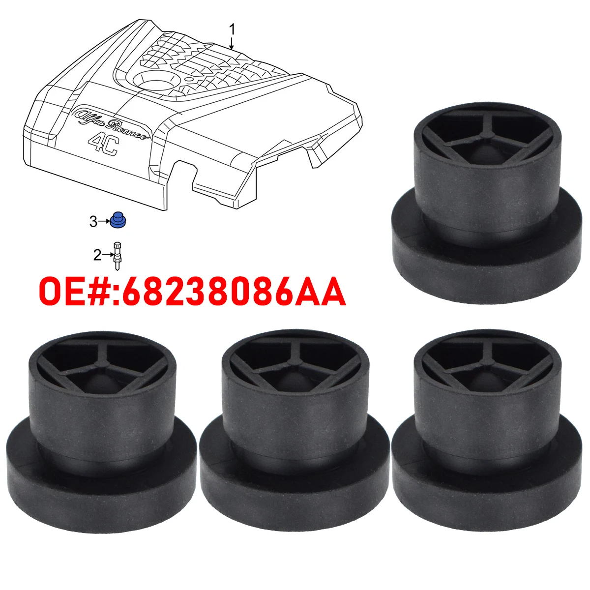4X-Engine-Cover-Buffer-Rubber-Mount-Grommet-Bush-Bump-Stop-Cushion ...