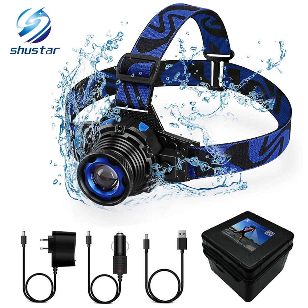 Rechargeable LED Headlamp with Q5 Lamp Bead Waterproof Headlight Rotary ...