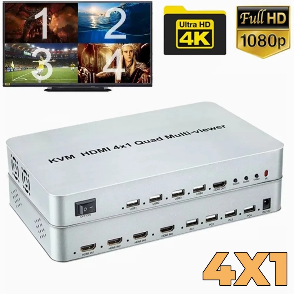 KVM-HDMI-4X1-Quad-Multi-Viewer-with-seamless-4K-60Hz-1080P-4-Port-HDMI ...
