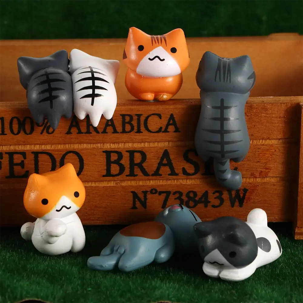 6Pcs-Set-Cute-Cartoon-Lazy-Cats-Micro-Landscape-Random-Color-Kitten ...