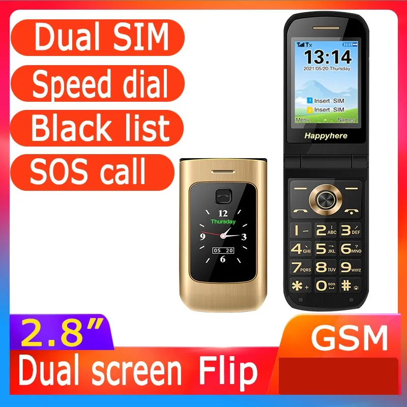 2023 new unlocked Flip Push button Mobile Phones dual screen Speed dial ...