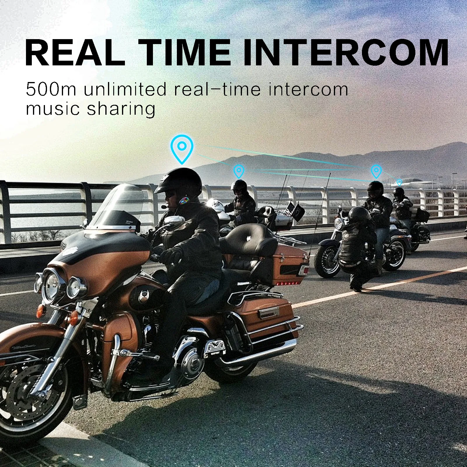 500M Half Duplex Motorcycle Helmet Intercom Headset Waterproof FM Radio ...
