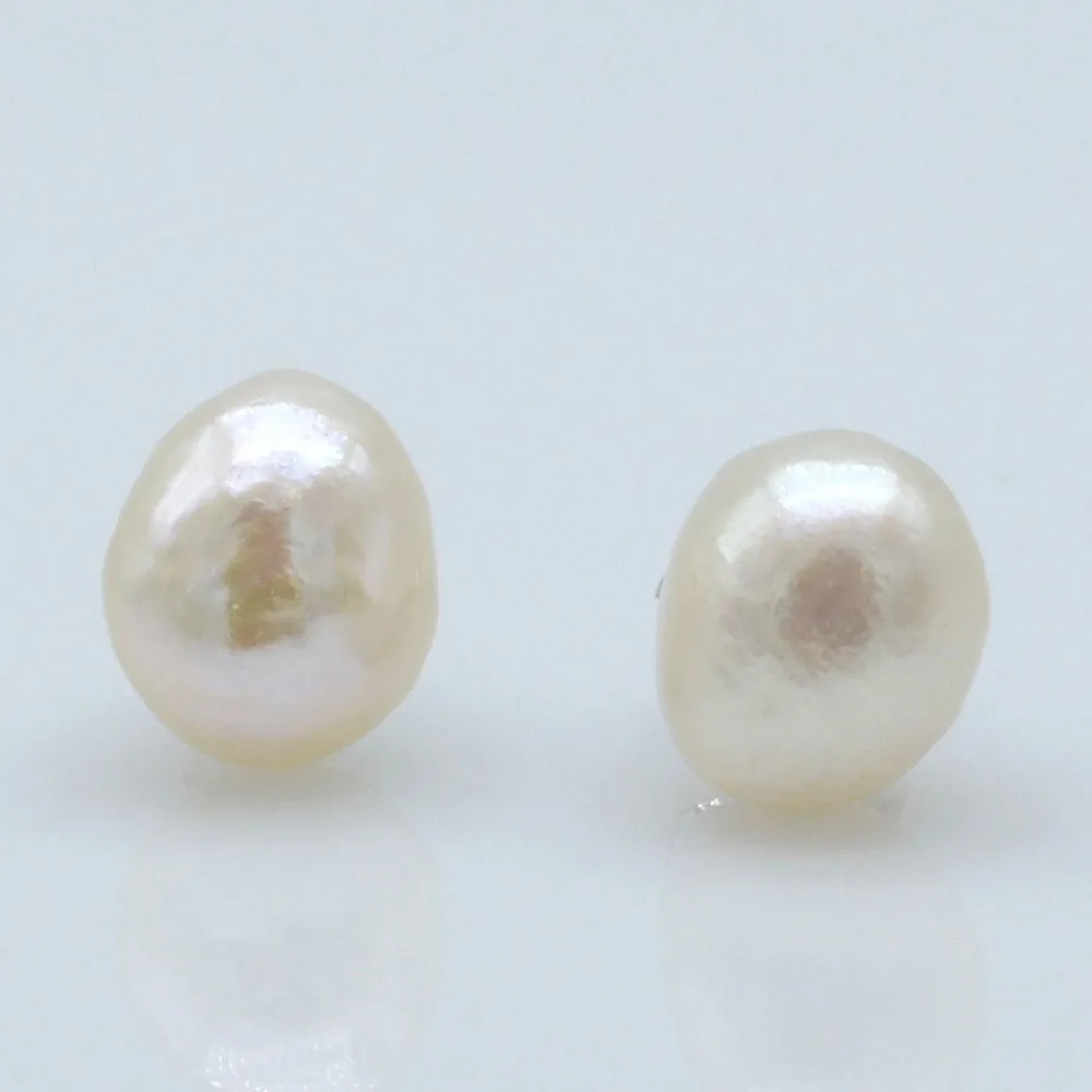 Barock-Stud-Ohrringe-Wei-Nat-rliche-S-wasser-Perle-frauen-Silber-Ohrringe-Unregelm-ige-Form ...