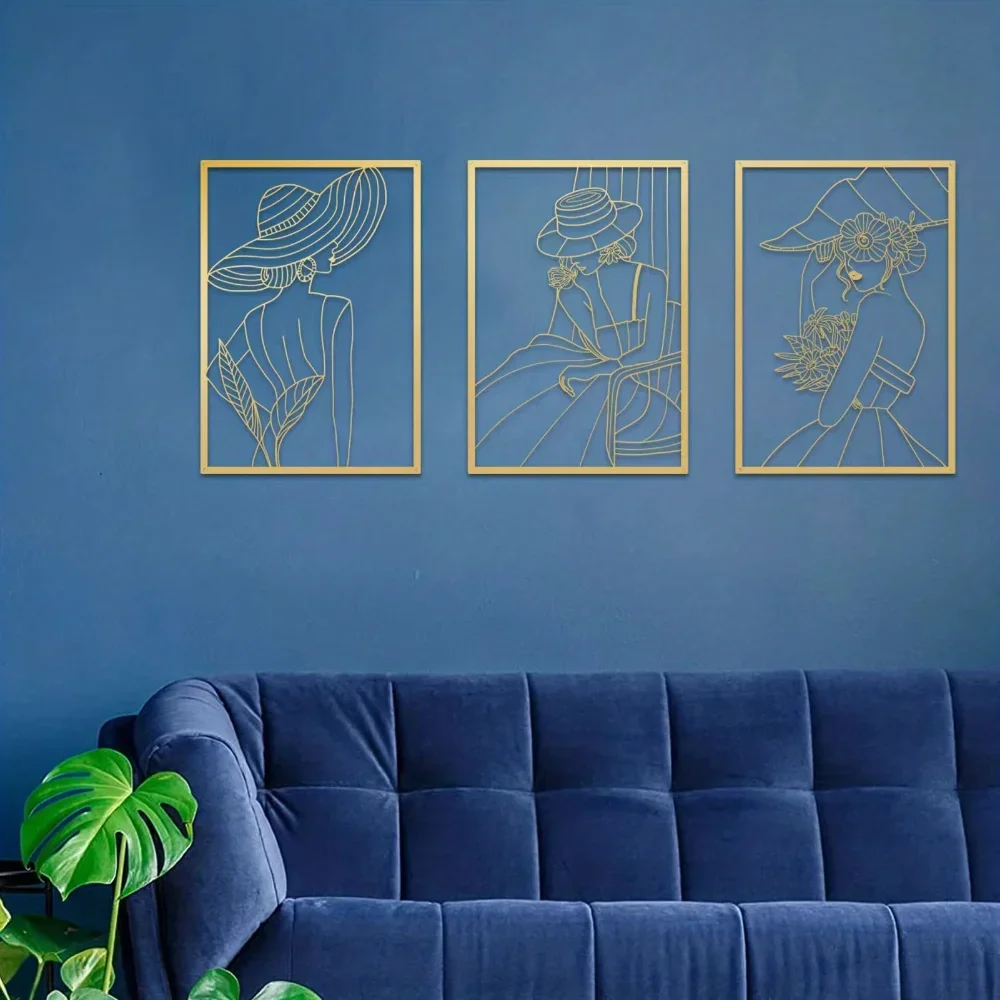 3 Pcs Fashion Lady Metal Wall Decor Vintage Ladies Wall Art Modern ...