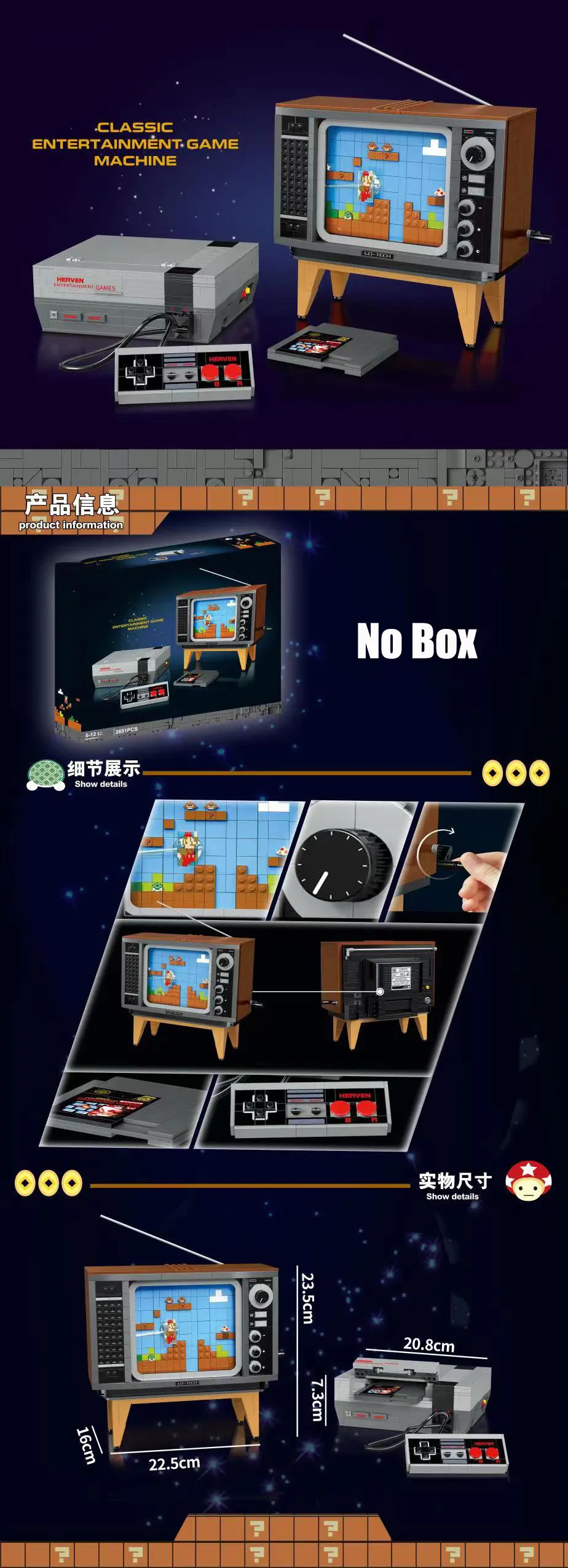 호환 71374 Super Marioed NES Nintendo Entertainment System Building Model 벽돌 Assembly TV Game Kids ...