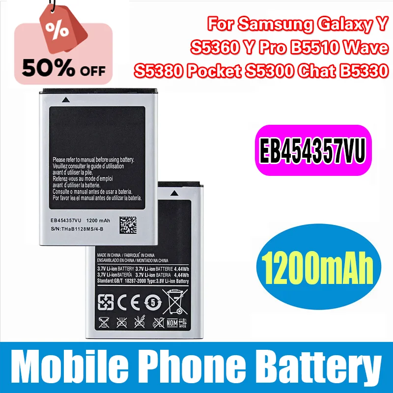 Batería EB454357VU de 1200mAh para Samsung Galaxy Y S5360 Y Pro B5510 ...