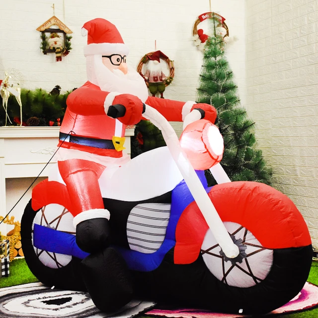 Santa On A Motorcycle Inflatable