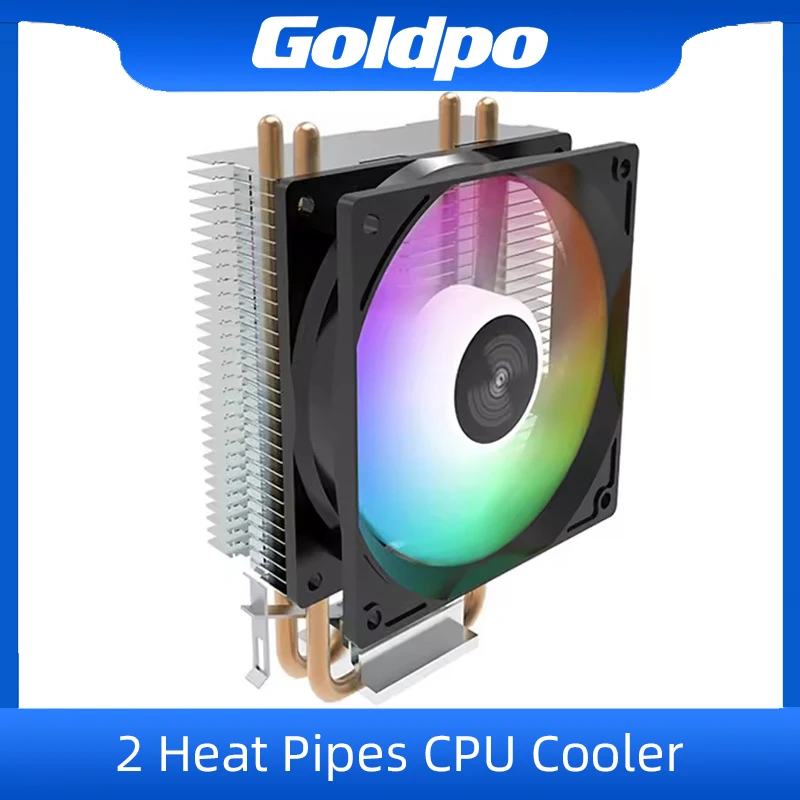 Goldpo CPU Cooler - 2 Heat Pipes CPU Cooler with RGB Silent Low-Noise ...