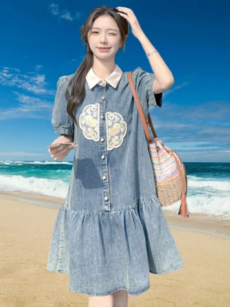 New-Women-Clothing-2024-Summer-Slim-Female-Vestidos-POLO-Collar ...