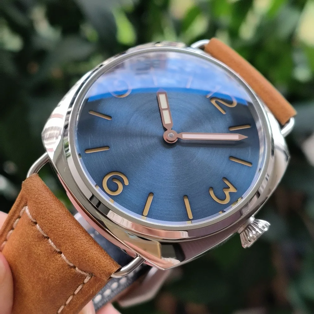 Reloj-de-viento-de-mano-mec-nico-esfera-azul-oro-rosa-manos-de-gaviota ...