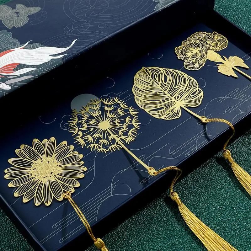 1Pcs Chinese Style Handmade Book Mark Golden Lotus Sunflower Bookmarks ...