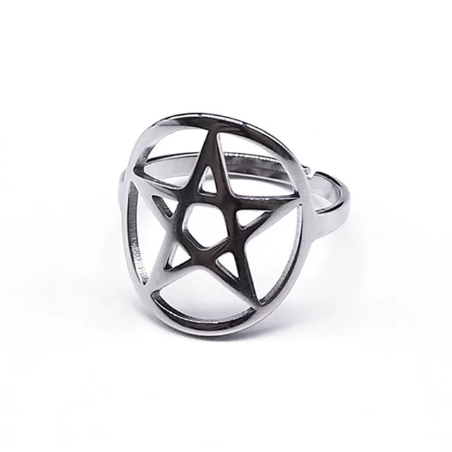 Gothic Satan Inverted Pentagram Finger Ring for Men Women Stainless ...