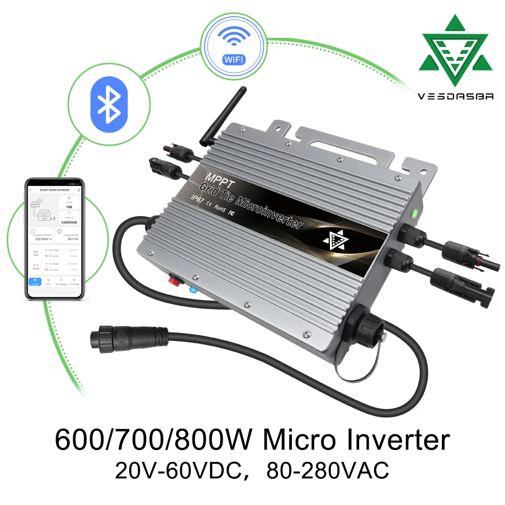 Eingebautes WLAN 600W 700W 800W MPTT Grid Tie Micro Inverter Konverter ...