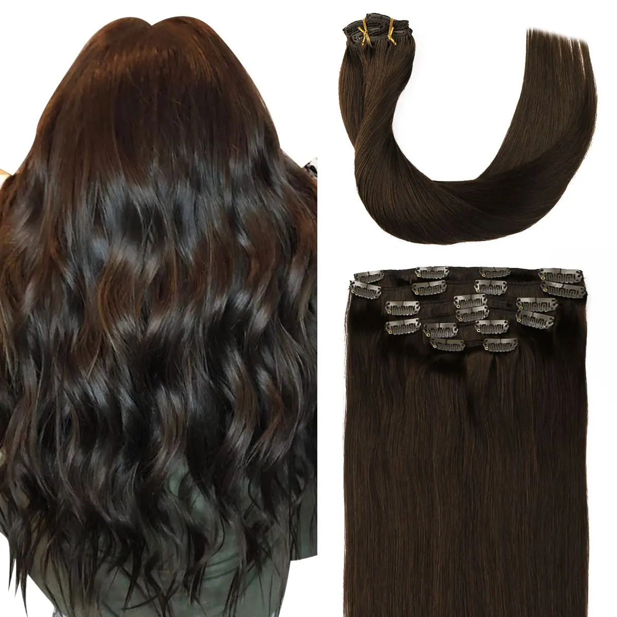 Sindra Clip in Hair Extensions Human Hair Extensions Straight Hair ...