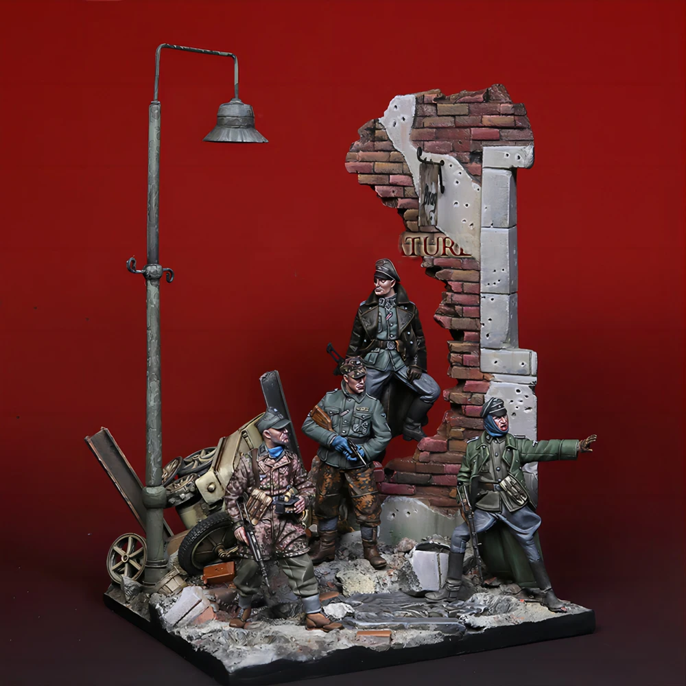1/35 Resin Model Figure Kits GK , Four People，Including Scene，Military ...