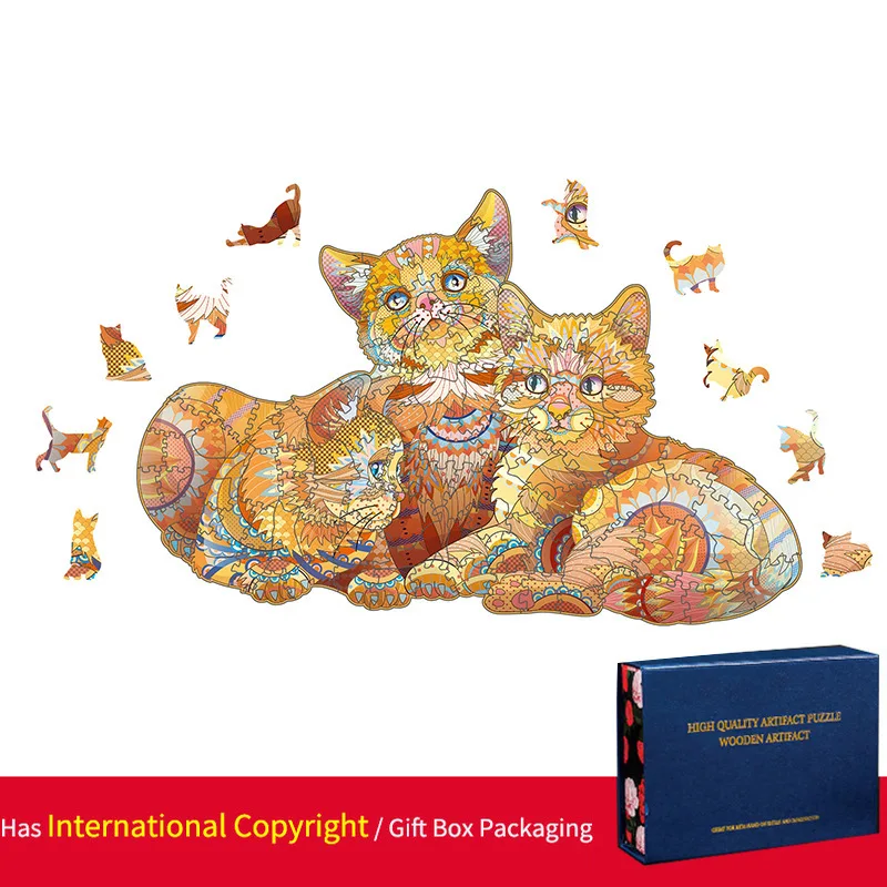 Cartoon-Cartoon-Cat-Tiger-Lion-Owl-Alien-Wooden-Puzzle-Children-s ...