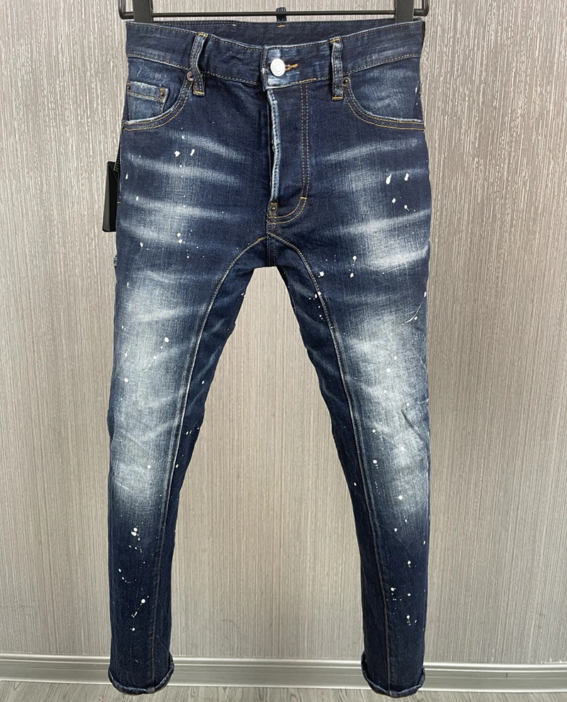 fashion-COOLGUY-JEANS-Men-s-Embroidery-Splash-Ink-Hole-Scratched ...